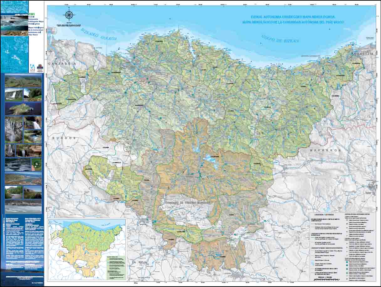 Mapa hidrológico de la Comunidad Autónoma del País Vasco 2012. Escala 1 ...