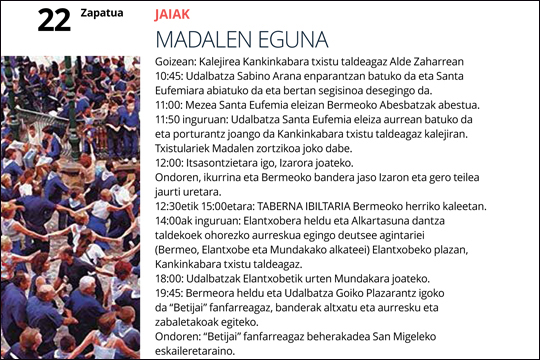 Programa Fiestas Madalenas 2023 en Bermeo - Gobierno Vasco - Euskadi.eus
